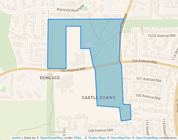 Dunluce Park in Edmonton | Map and Routes