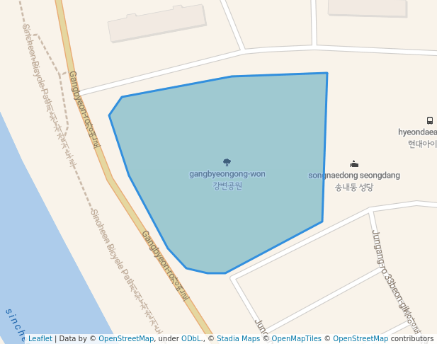 강변공원 in Dongducheon | Map and Routes