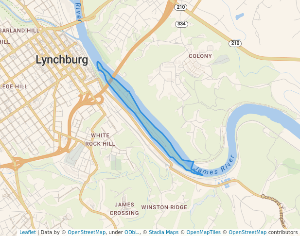 Percival's Island Natural Area in Lynchburg | Map and Routes