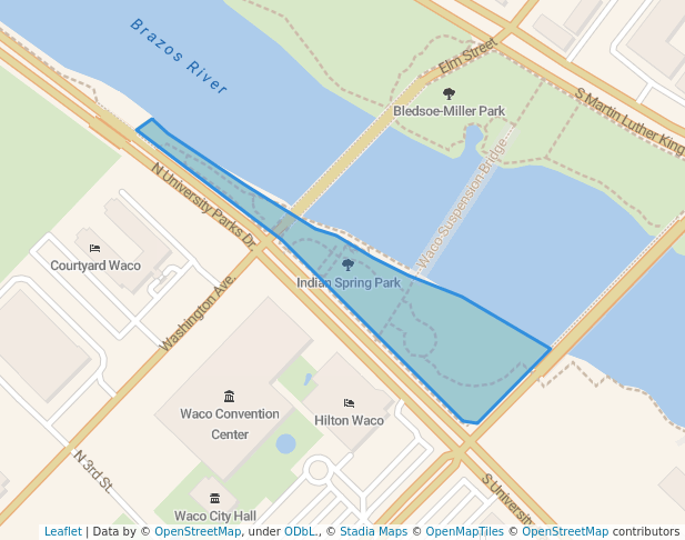 Indian Spring Park in Waco | Map and Routes