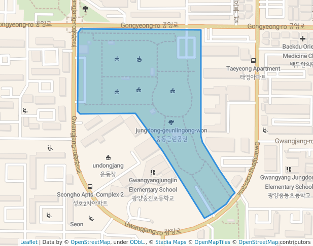 중동근린공원 in Gwangyang-si | Map and Routes