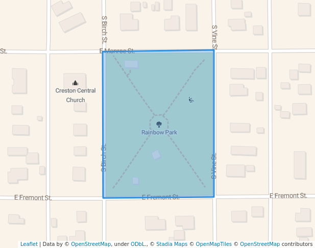 Rainbow Park in Creston | Map and Routes