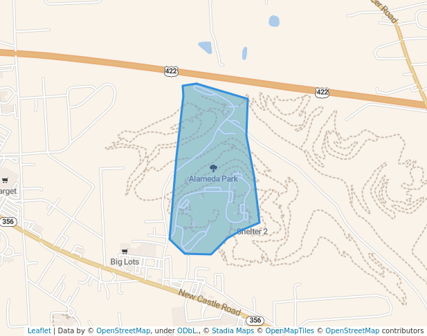 Alameda Park in Butler | Map and Routes