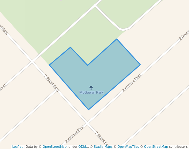 McGowan Park in Kindersley | Map and Routes