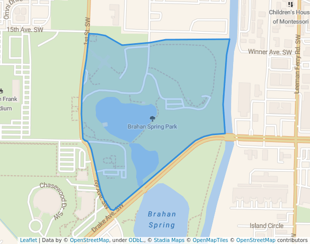 Brahan Spring Park in Huntsville | Map and Routes