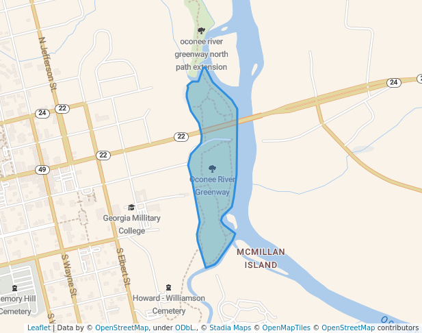 Oconee River Greenway in Milledgeville | Map and Routes