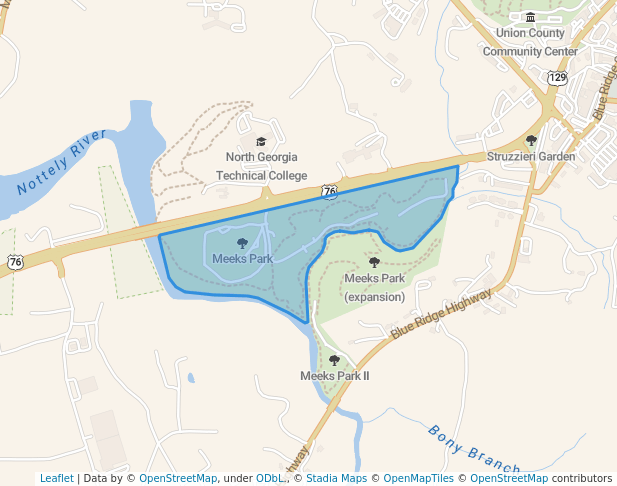 Meeks Park in Blairsville | Map and Routes