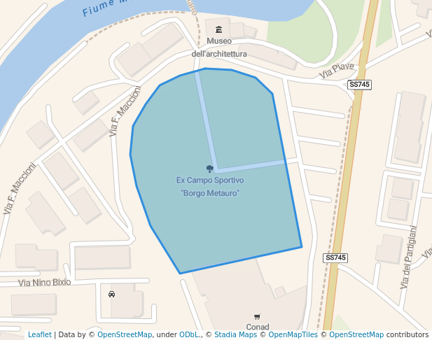 Ex Campo Sportivo "Borgo Metauro" in Fermignano | Map and Routes