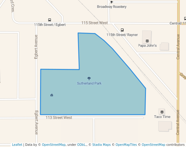 Sutherland Park in Saskatoon | Map and Routes