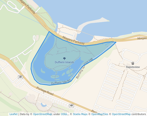 Dufferin Islands in Niagara Falls | Map and Routes