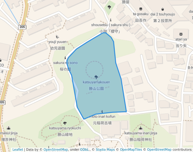勝山公園 in Muko | Map and Routes
