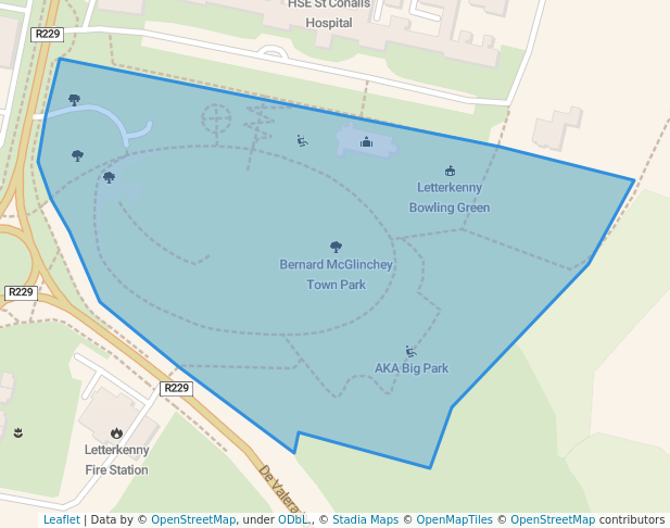 Bernard McGlinchey Town Park in Letterkenny | Map and Routes