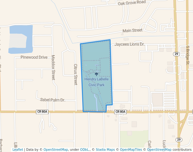 Hendry LaBelle Civic Park in LaBelle | Map and Routes