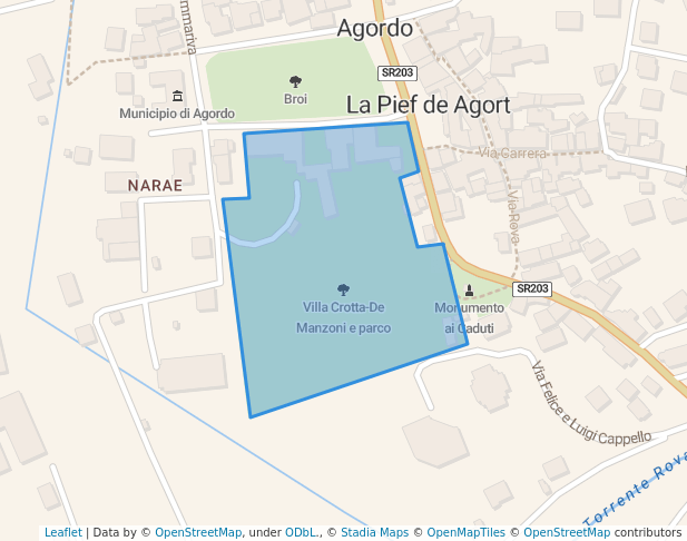 Villa Crotta-De Manzoni e parco in Agordo | Map and Routes