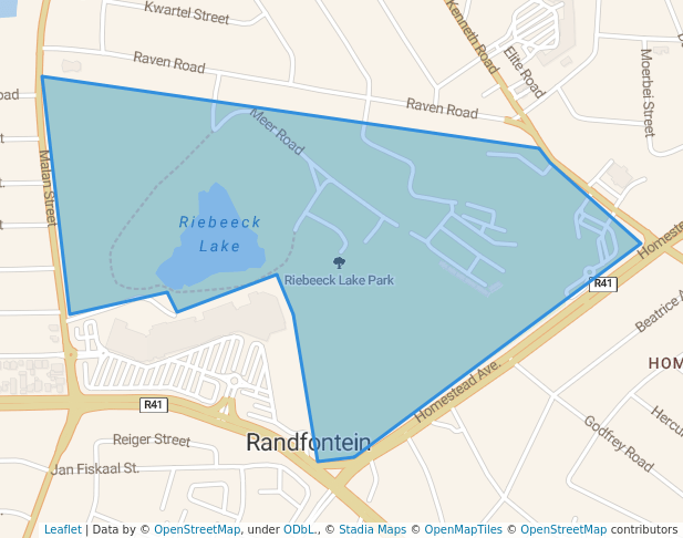 Riebeeck Lake Park in Randfontein | Map and Routes