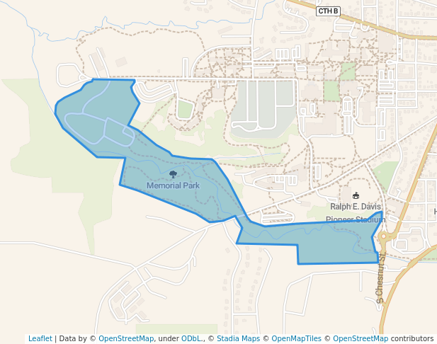 Memorial Park in Platteville | Map and Routes
