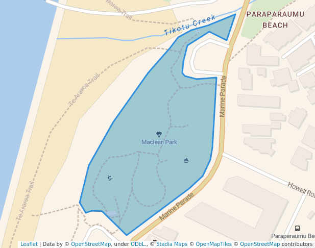Maclean Park in Paraparaumu | Map and Routes