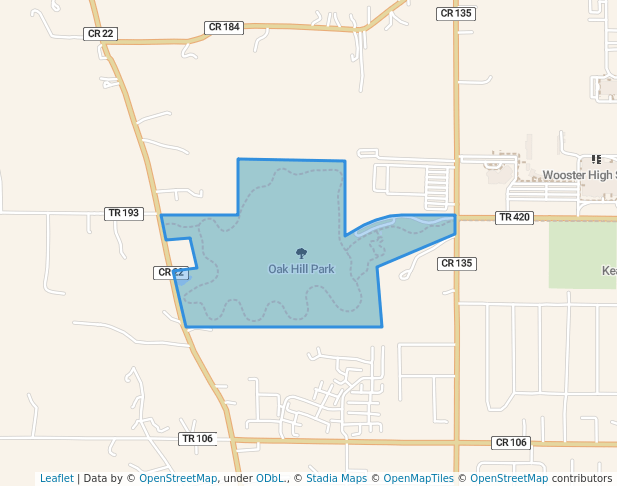 Oak Hill Park in Wooster | Map and Routes