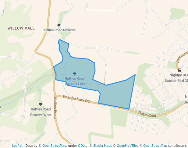 Ruffles Road Reserve in Willow Vale | Map and Routes