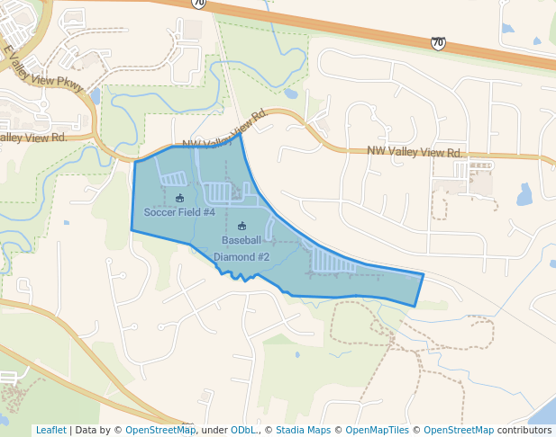 Hidden Valley Sports Complex Park in Blue Springs | Map and Routes