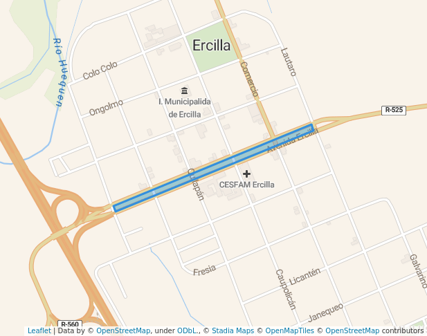 Parque Central Avenida Ercilla in Ercilla | Map and Routes