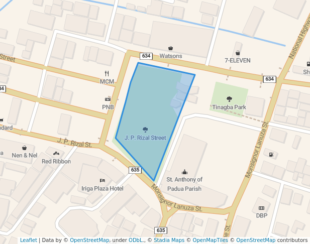 Rizal Park in City of Iriga | Map and Routes