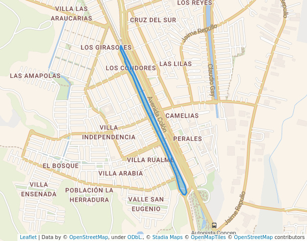 Parque Las Hortensias in Concepción | Map and Routes