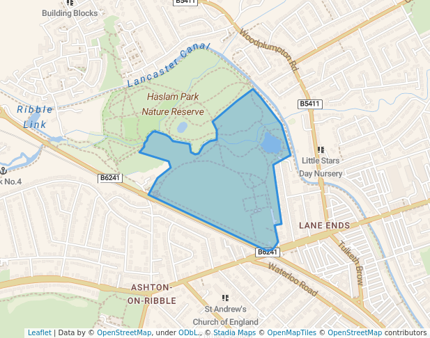 Haslam Park in Preston | Map and Routes