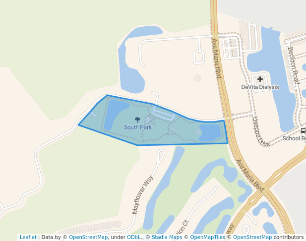 South Park in Ave Maria | Map and Routes