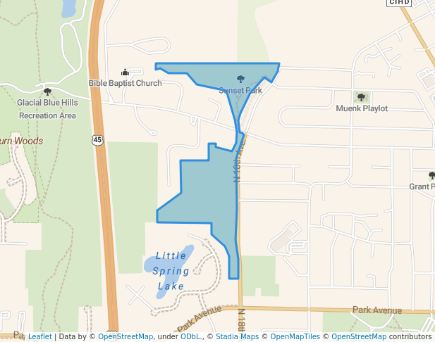 Sunset Park in West Bend | Map and Routes