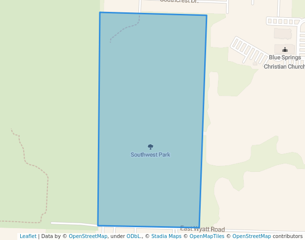 Southwest Park in Blue Springs | Map and Routes