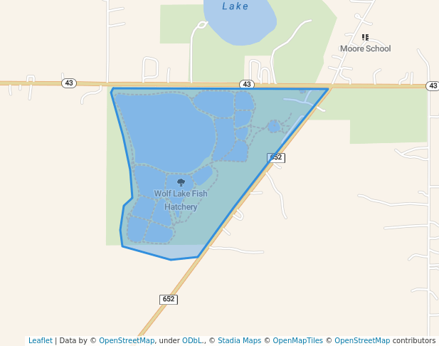 Wolf Lake Fish Hatchery in Mattawan | Map and Routes