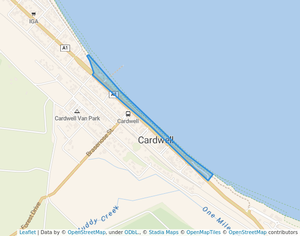 Cardwell Park in Cardwell | Map and Routes