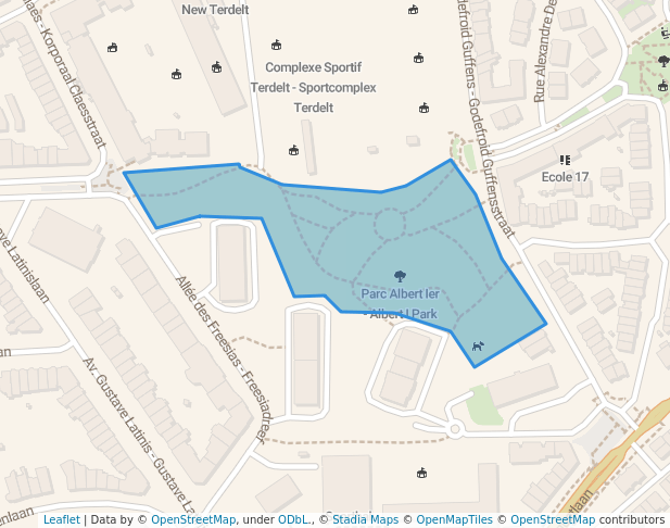 Parc Albert Ier - Albert I Park in Schaarbeek | Map and Routes