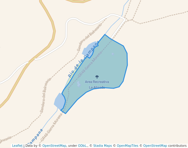 Area Recreativa La Aliseda in Santa Elena | Map and Routes