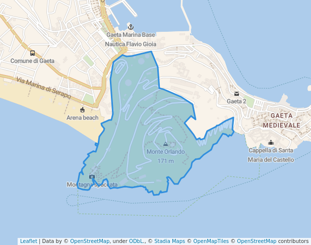 Parco Urbano Monte Orlando in Gaeta | Map and Routes