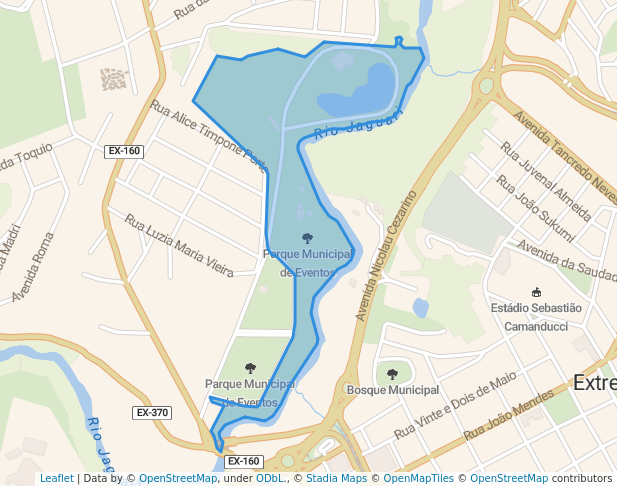 Parque Municipal de Eventos in Extrema | Map and Routes
