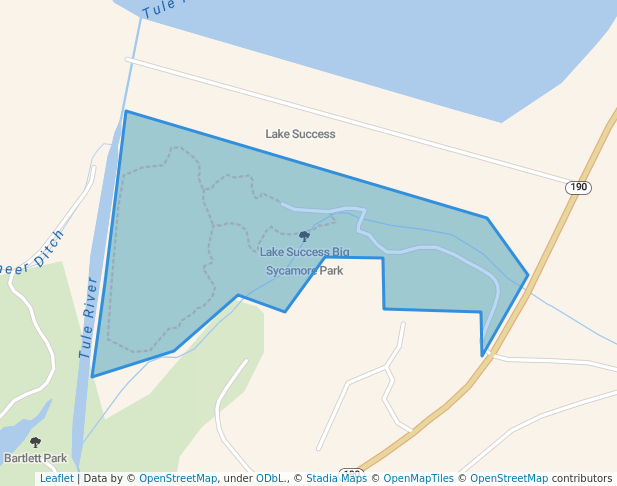 Lake Success Big Sycamore Park in Porterville | Map and Routes