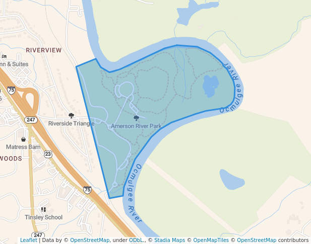 Amerson River Park in Macon | Map and Routes