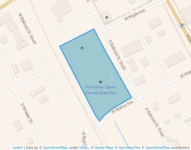 Fort Gibson Splash Pad and Skate Park in Fort Gibson | Map and Routes