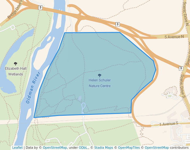 Helen Schuler Nature Centre in Lethbridge | Map and Routes