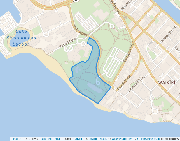 Fort DeRussy Beach Park in Honolulu | Map and Routes