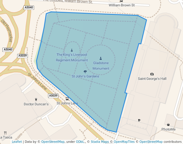 St John's Gardens in Liverpool | Map and Routes