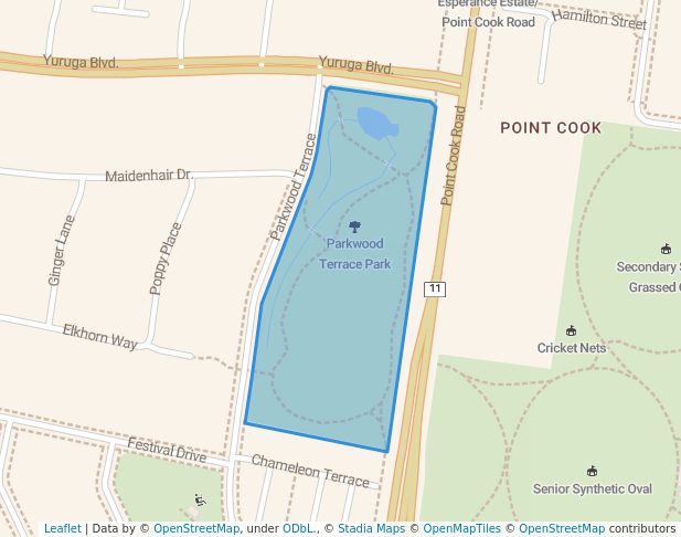 Parkwood Terrace Park in Point Cook | Map and Routes