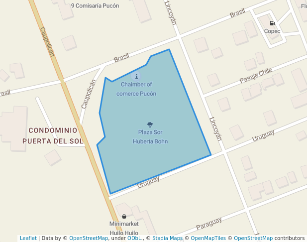 Plaza Sor Huberta Bohn in Pucon | Map and Routes