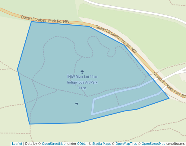 ÎNÎW River Lot 11∞ Indigenous Art Park in Edmonton | Map and Routes
