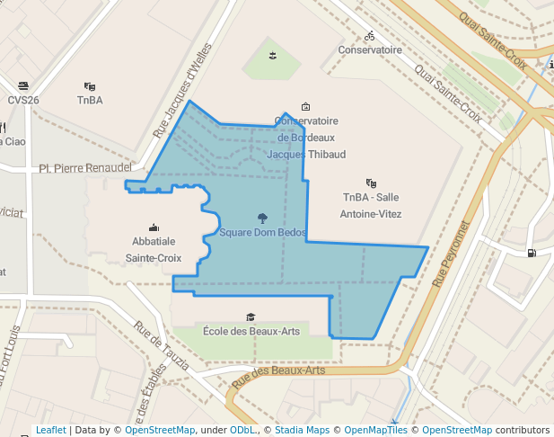 Square Dom Bedos in Bordeaux | Map and Routes