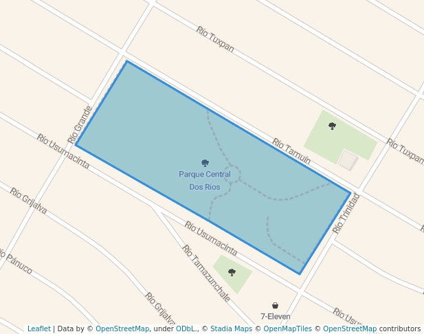 Parque Central Dos Ríos in Guadalupe | Map and Routes