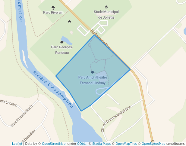 Parc Amphithéâtre Fernand-Lindsay in Joliette | Map and Routes