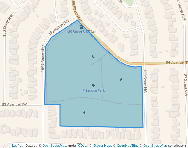 Primrose Park in Edmonton | Map and Routes
